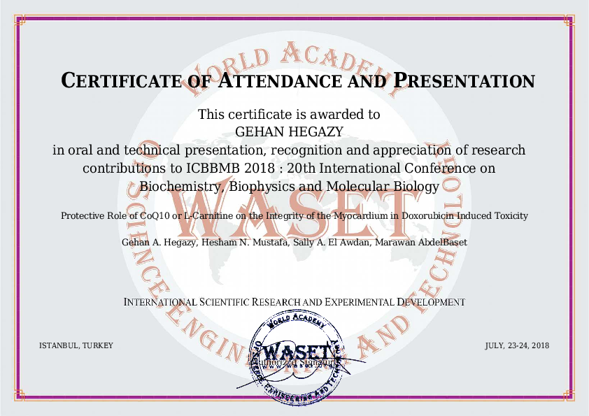 (PDF) CERTIFICATE OF PRESENTATION Protective Role of CoQ10 or L ...