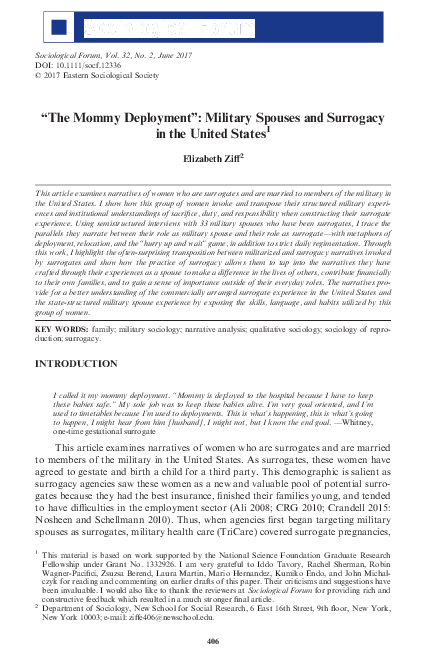 (PDF) " The Mommy Deployment " : Military Spouses and Surrogacy in the ...