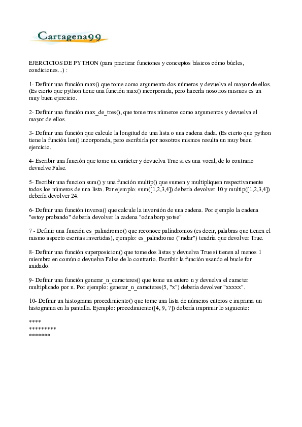 (PDF) Ejercicios python funciones