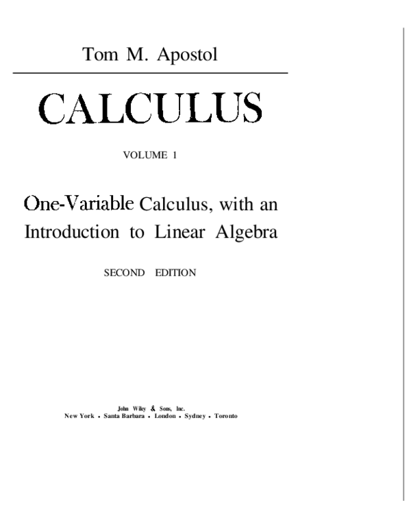 (PDF) One-Variable Calculus, with an Introduction to Linear Algebra ...