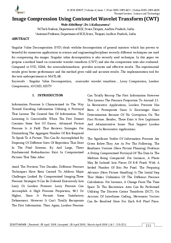 (PDF) Image Compression Using Contourlet Wavelet Transform (CWT