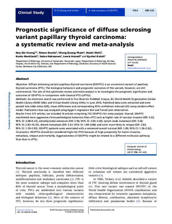 (PDF) Prognostic significance of diffuse sclerosing variant papillary ...