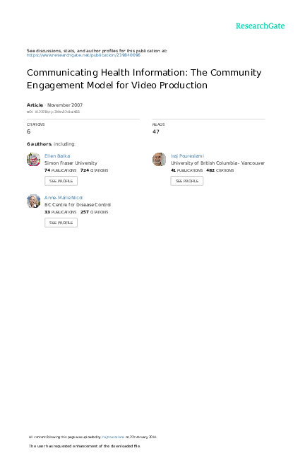 (PDF) Communicating Health Information: The Community Engagement Model ...