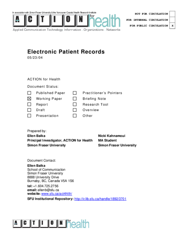 (PDF) Electronic Patient Records