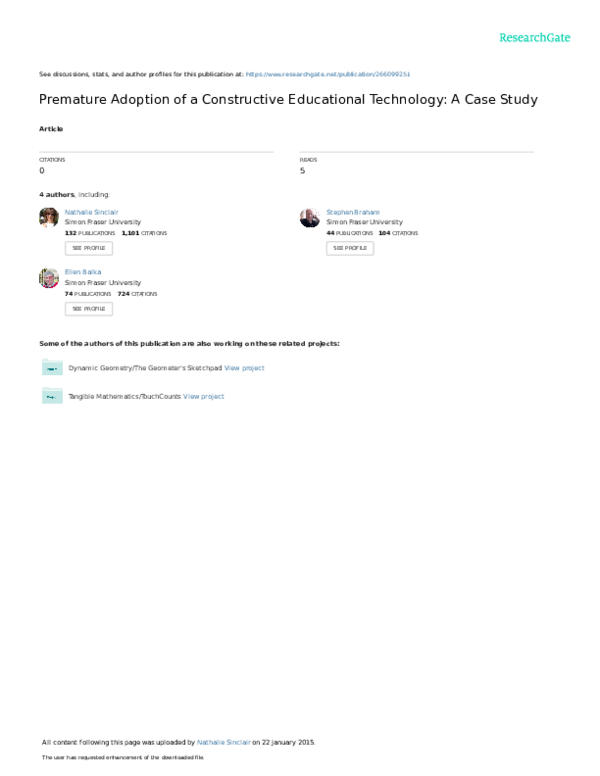 (PDF) Premature Adoption of a Constructive Educational Technology: A ...