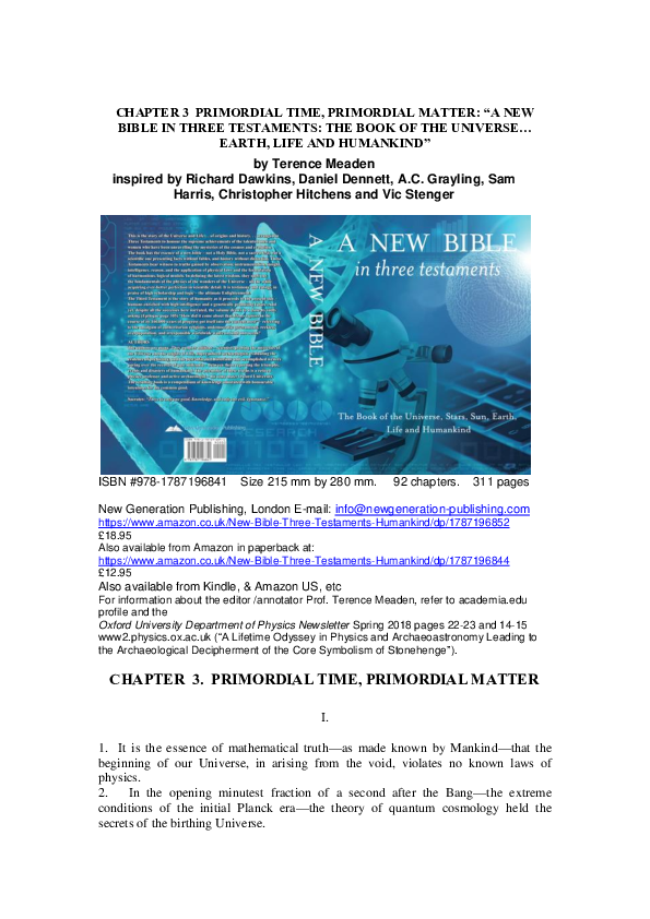 (DOC) CHAPTER 3 PRIMORDIAL TIME, PRIMORDIAL MATTER: " A NEW BIBLE IN ...