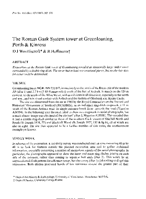 (PDF) The Roman Gask System Tower at Greenloaning, Perth and Kinross