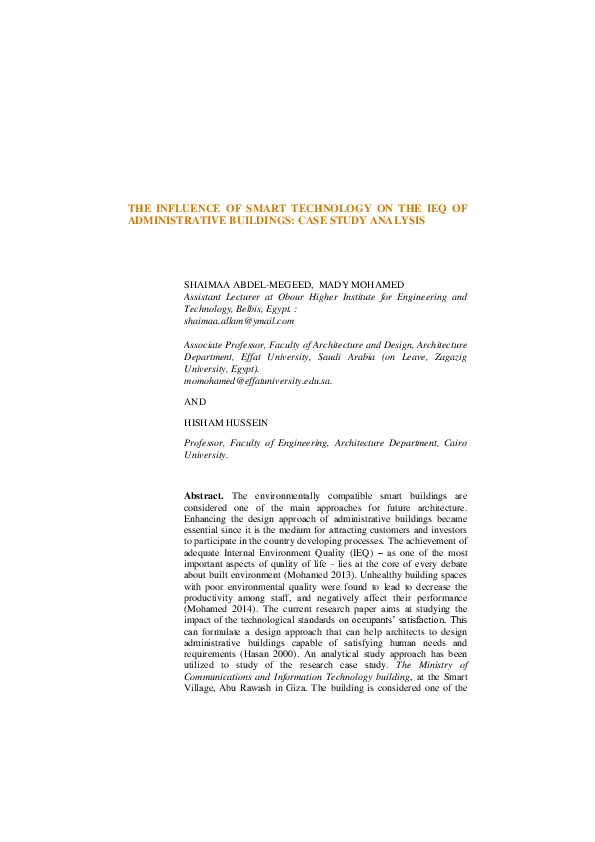 (PDF) THE INFLUENCE OF SMART TECHNOLOGY ON THE IEQ OF ADMINISTRATIVE ...