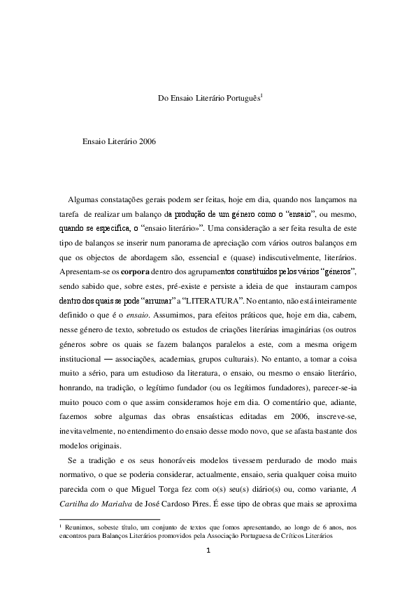 (DOC) Do Ensaio Literario Portugues | Carlos Jorge Figueiredo Jorge ...