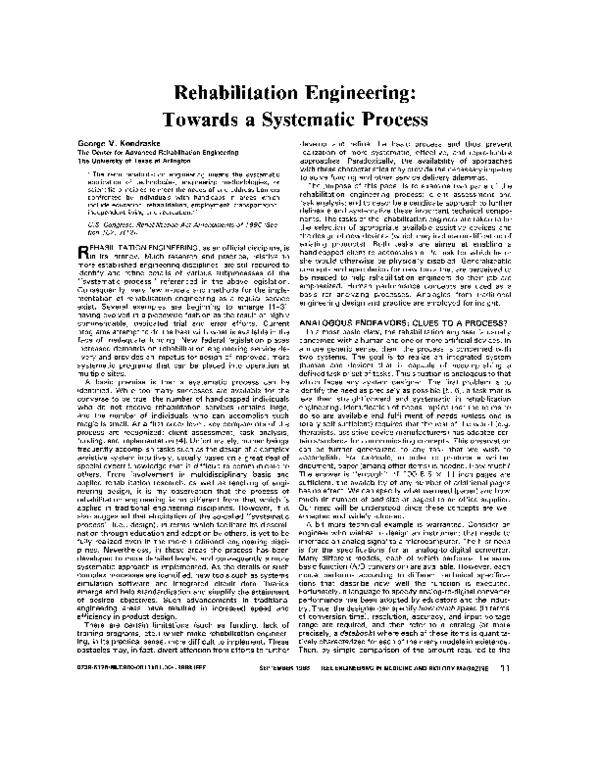 (PDF) Rehabilitation engineering: towards a systematic process