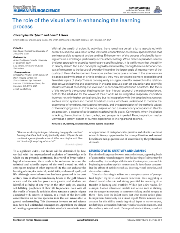 (PDF) The Role of the Visual Arts in the Enhancing the Learning Process