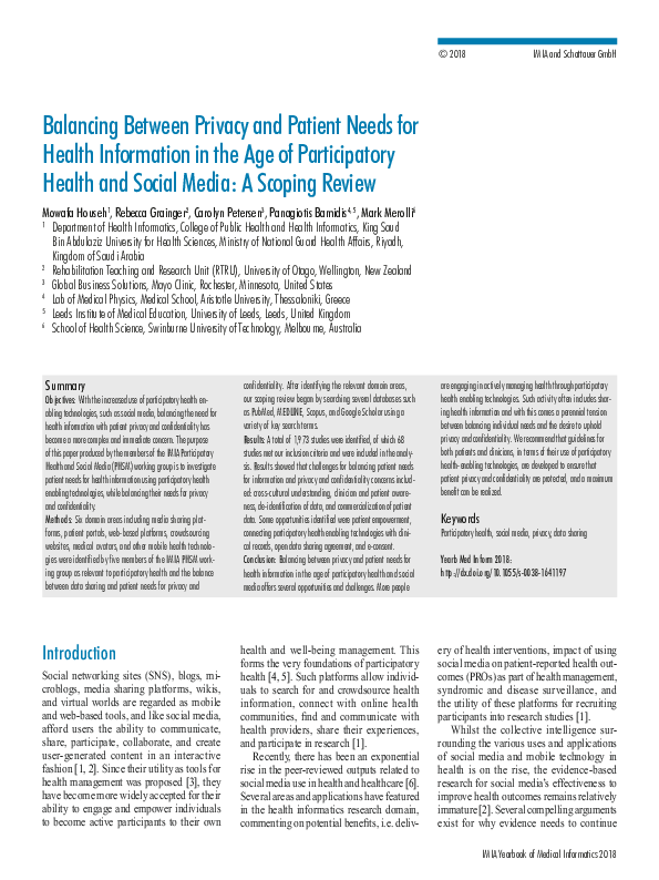 (PDF) Balancing Between Privacy and Patient Needs for Health ...