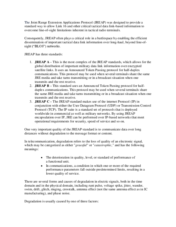 (DOC) JREAP Training: Overcoming Line-Of-Sight TDL Limitations