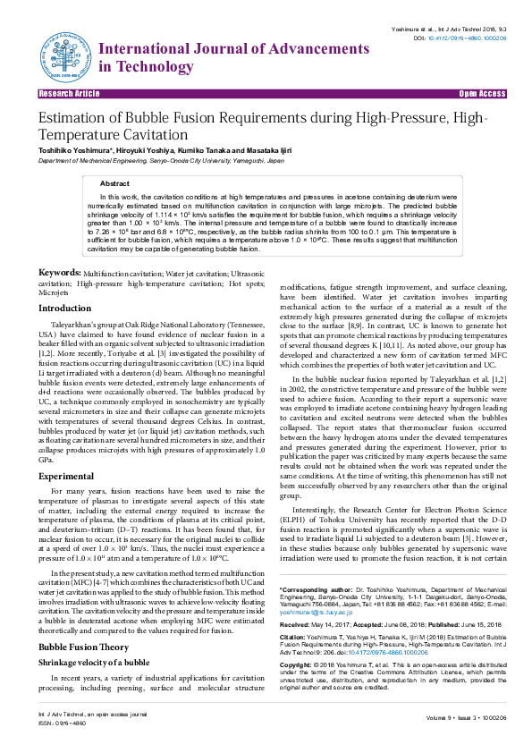(PDF) Estimation of Bubble Fusion Requirements during High-Pressure ...