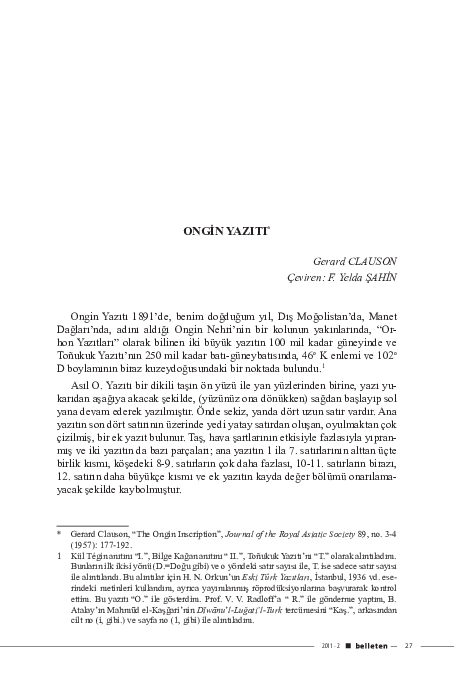 (PDF) Çeviri - ONGİN YAZITI - Gerard CLAUSON