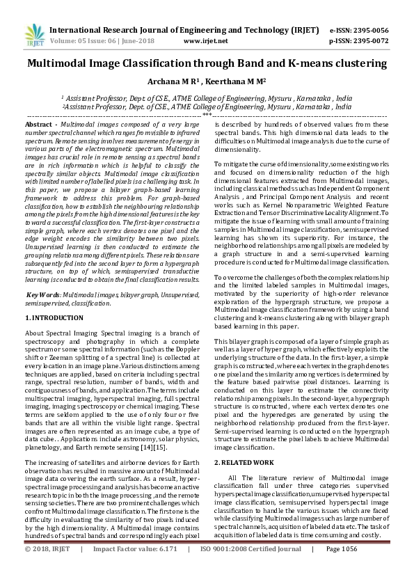 Pdf Multimodal Image Classification Through Band And K Means Clustering