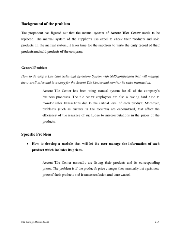 (DOC) Background of the problem