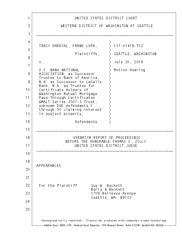(PDF) Hardyal v US Bank - Substitute Senior Article III judge Thomas ...