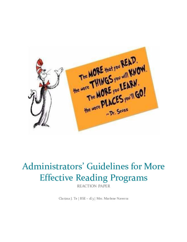 (PDF) Administrators' Guidelines for More Effective Reading Programs