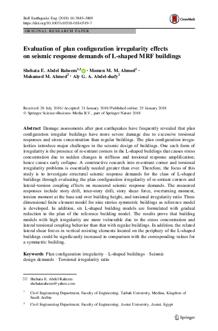 (PDF) Evaluation of plan configuration irregularity effects on seismic ...