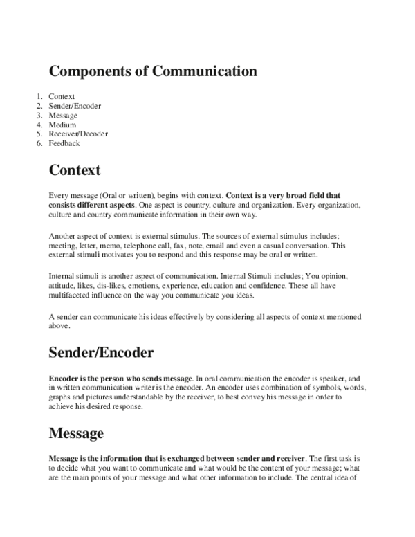 (DOC) Components of Communication