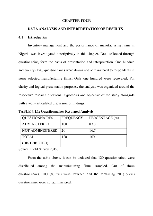 (DOC) CHAPTER FOUR DATA ANALYSIS AND INTERPRETATION OF RESULTS