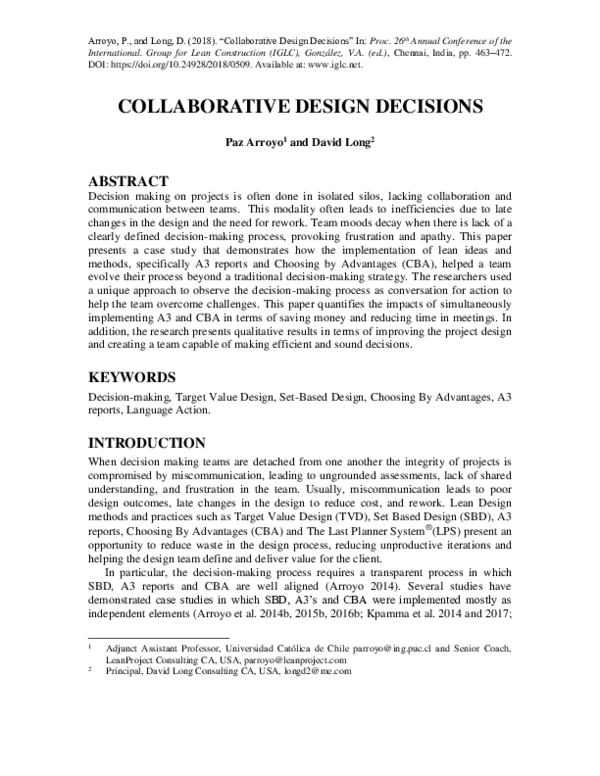 (PDF) COLLABORATIVE DESIGN DECISIONS