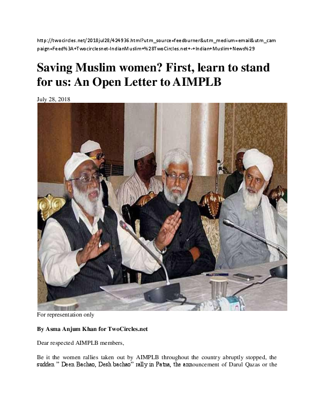 (PDF) Open Letter to All India Muslim Personal Law Board from Asma ...