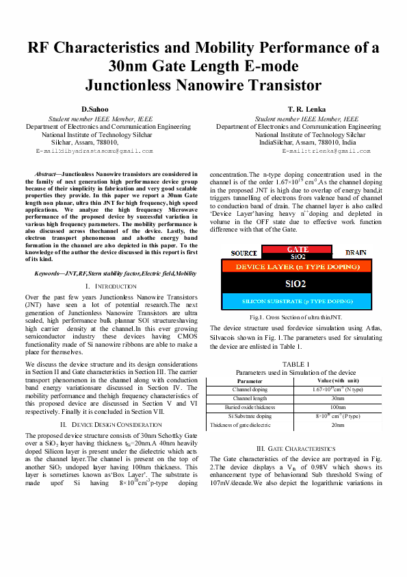 (PDF) RF Characteristics and Mobility Performance of a 30nm Gate Length ...