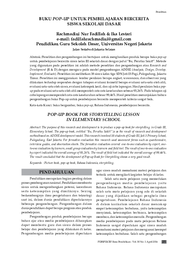 (PDF) POP-UP BOOK FOR STORYTELLING LESSON IN ELEMENTARY SCHOOL