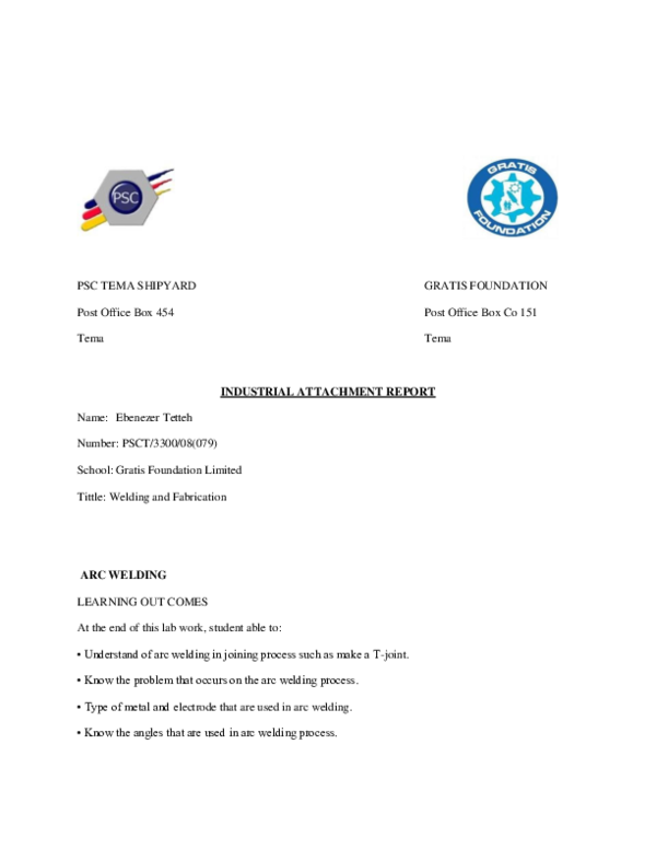 (DOC) Report welding report