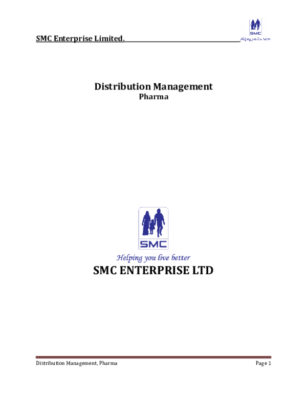 (DOC) Distribution Management Pharma SMC ENTERPRISE LTD