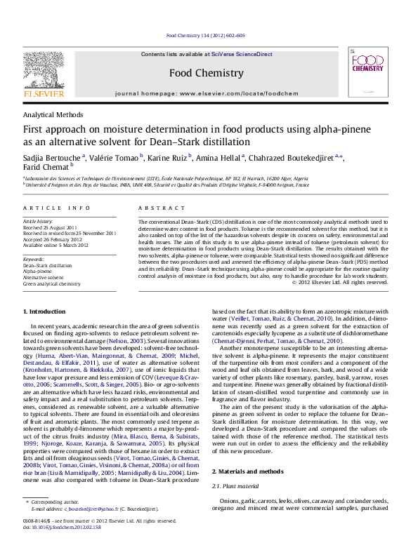 (PDF) First approach on moisture determination in food products using ...