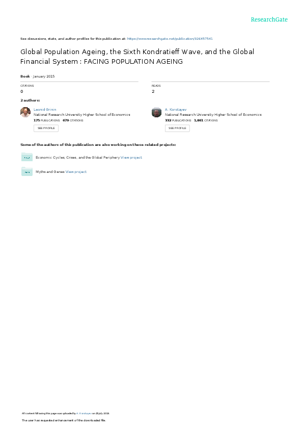 (PDF) Global Population Ageing, the Sixth Kondratieff Wave, and the ...