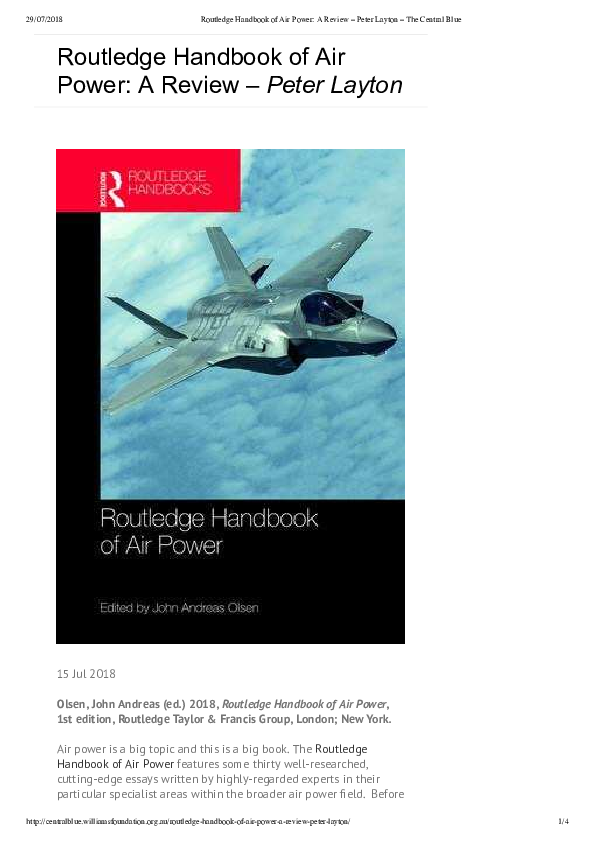 (PDF) Book Review of Routledge Handbook of Air Power