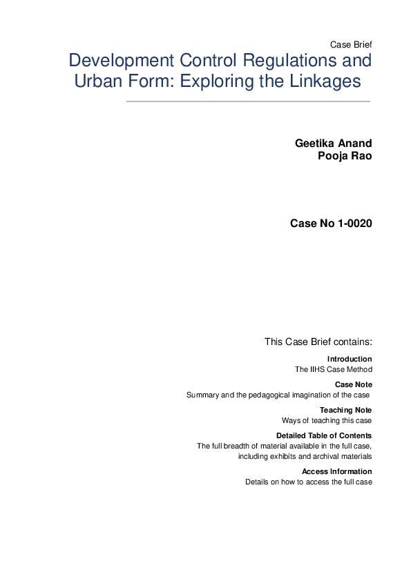 (PDF) Development Control Regulations and Urban Form: Exploring the ...