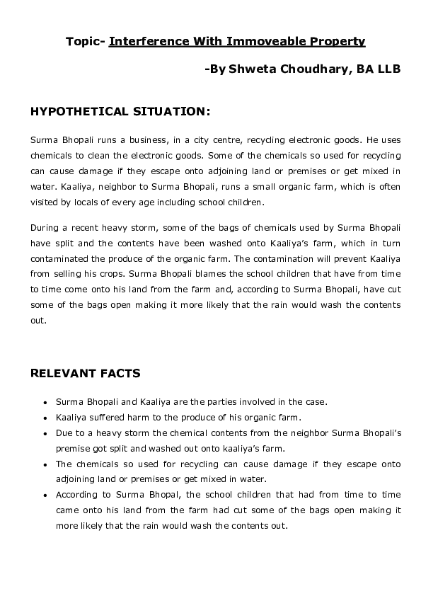 (DOC) Interference With Immoveable Property