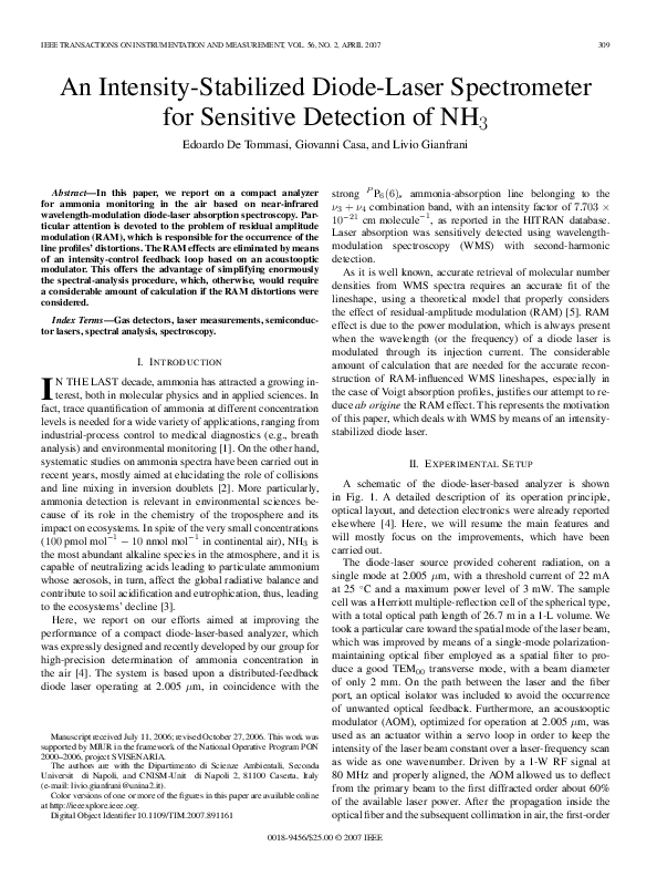 (PDF) An Intensity-Stabilized Diode-Laser Spectrometer for Sensitive ...
