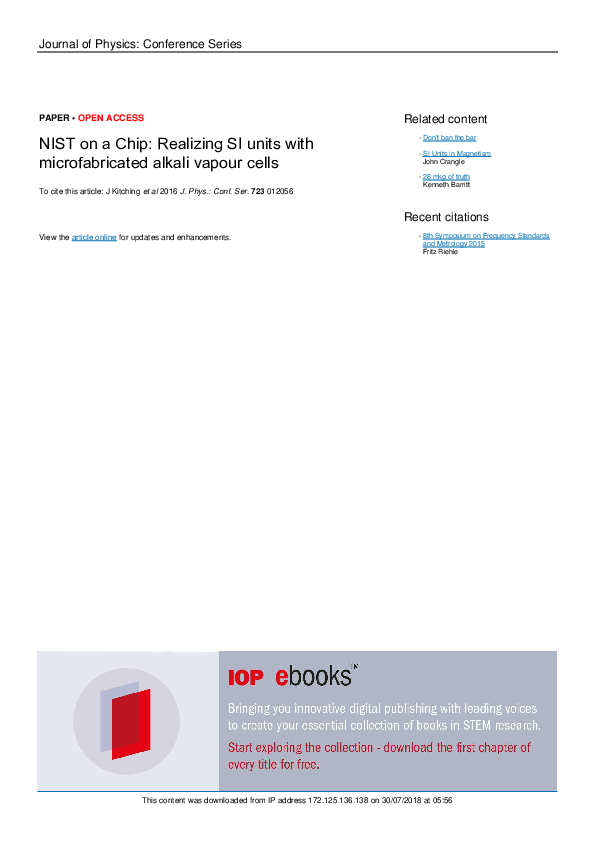 (PDF) NIST on a Chip: Realizing SI units with microfabricated alkali ...
