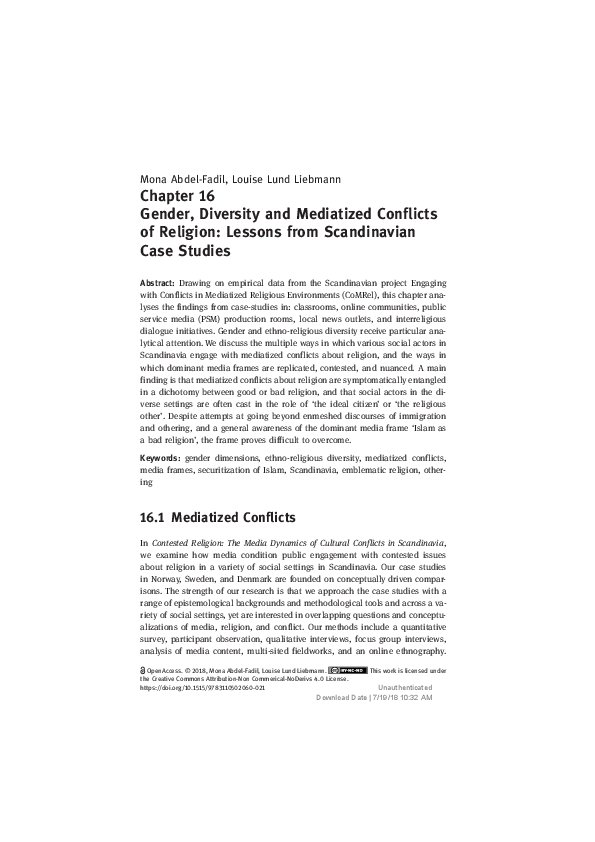 (PDF) Chapter 16 Gender, Diversity and Mediatized Conflicts of Religion ...