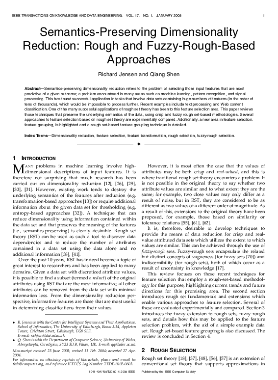 Pdf Semantics Preserving Dimensionality Reduction Techniques