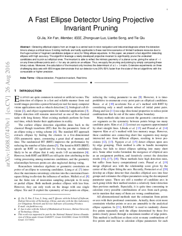 Pdf A Fast Ellipse Detector Using Projective Invariant Pruning