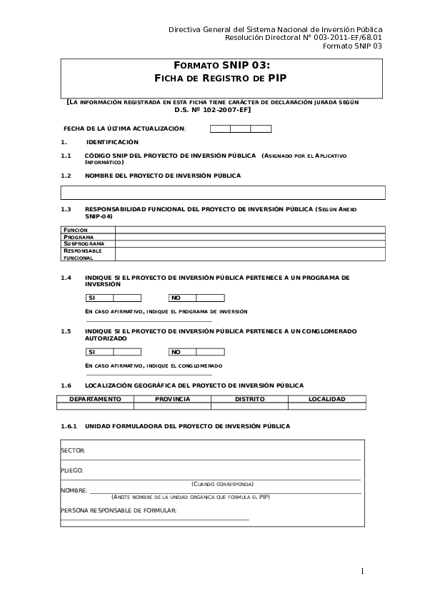 (DOC) Formato SNIP 03: Ficha de Registro de PIP