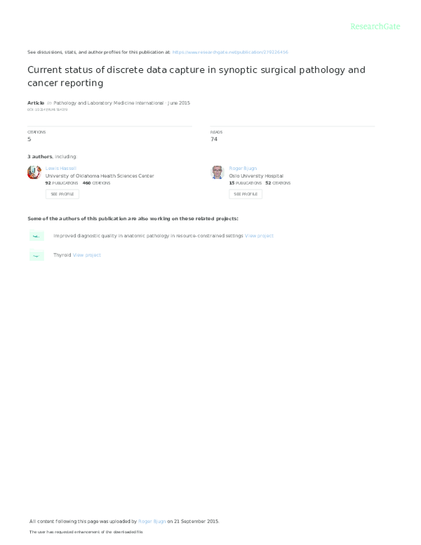 (PDF) Current status of discrete data capture in synoptic surgical ...