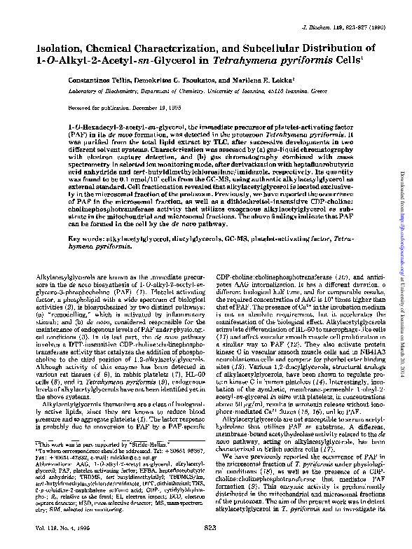 (PDF) Isolation, Chemical Characterization, and Subcellular Distribution of