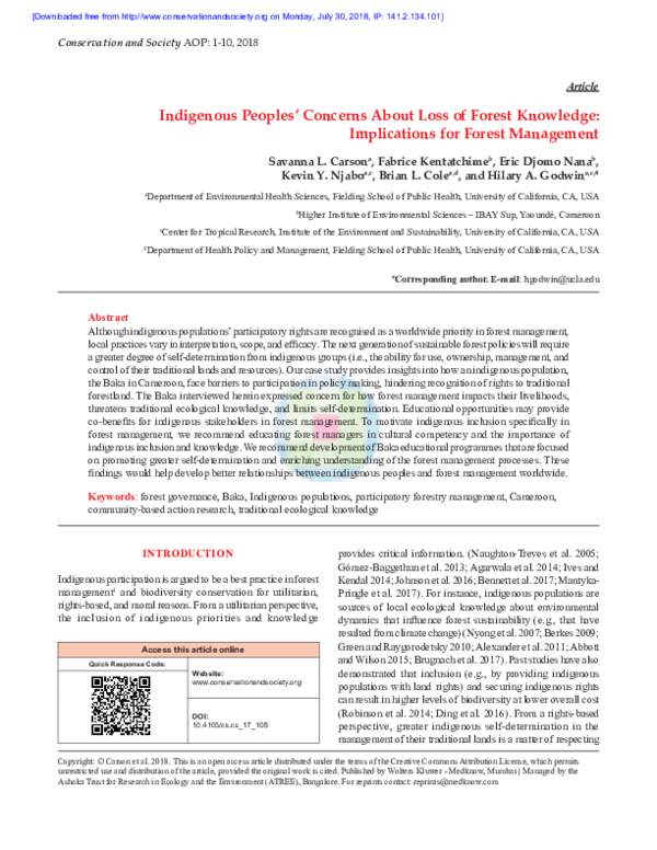 (PDF) Forest knowledge indigenous communities
