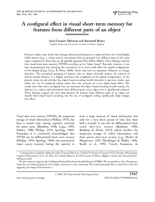 (PDF) A configural effect in visual short-term memory for features from different parts of an ...