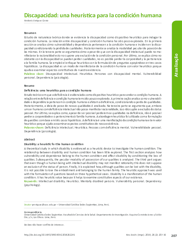 (PDF) Discapacidad: una heurística para la condición humana
