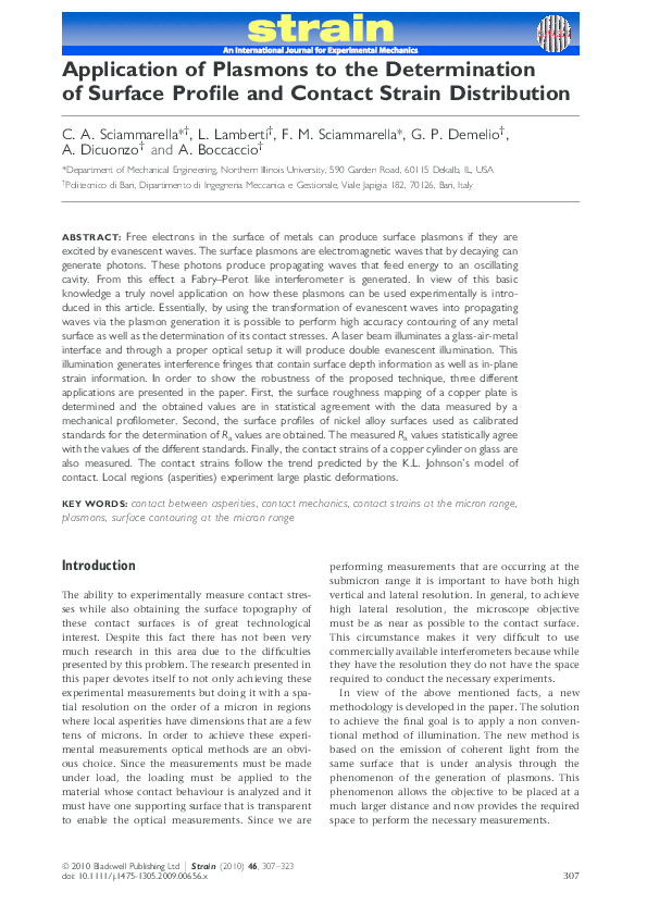 (PDF) Application of Plasmons to the Determination of Surface Profile ...