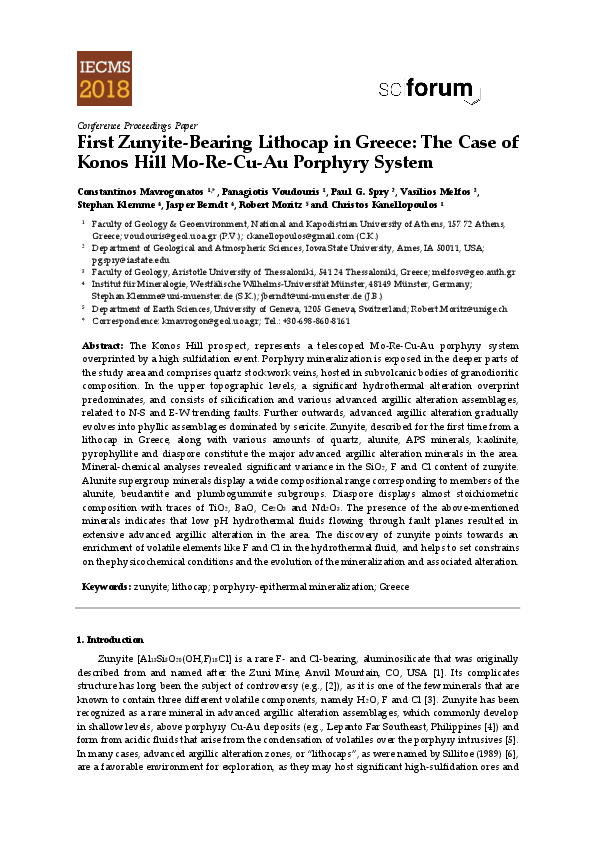 (PDF) First Zunyite-Bearing Lithocap in Greece: The Case of Konos Hill ...